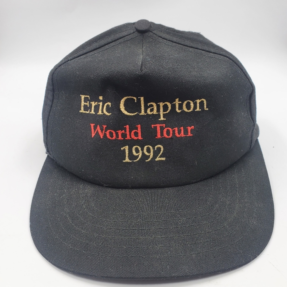 Vintage Eric Clapton Black Gold Hat Cap 1992 World To… - Gem